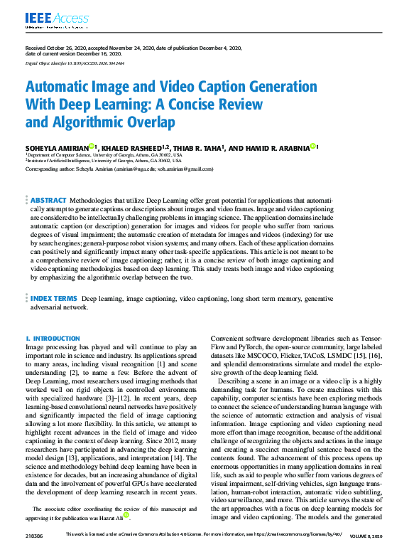 (PDF) Automatic Image and Video Caption Generation With Deep Learning: A Concise Review and ...