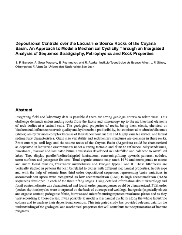 (PDF) Depositional Controls over the Lacustrine Source Rocks of the ...
