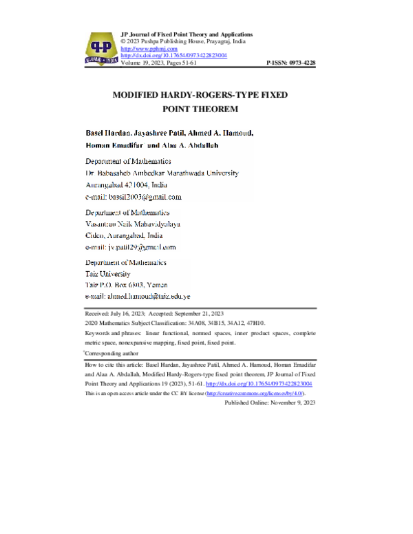 (PDF) Modified Hardy-Rogers-Type Fixed Point Theorem