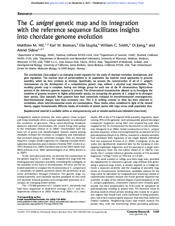 (PDF) The C. savignyi genetic map and its integration with the ...
