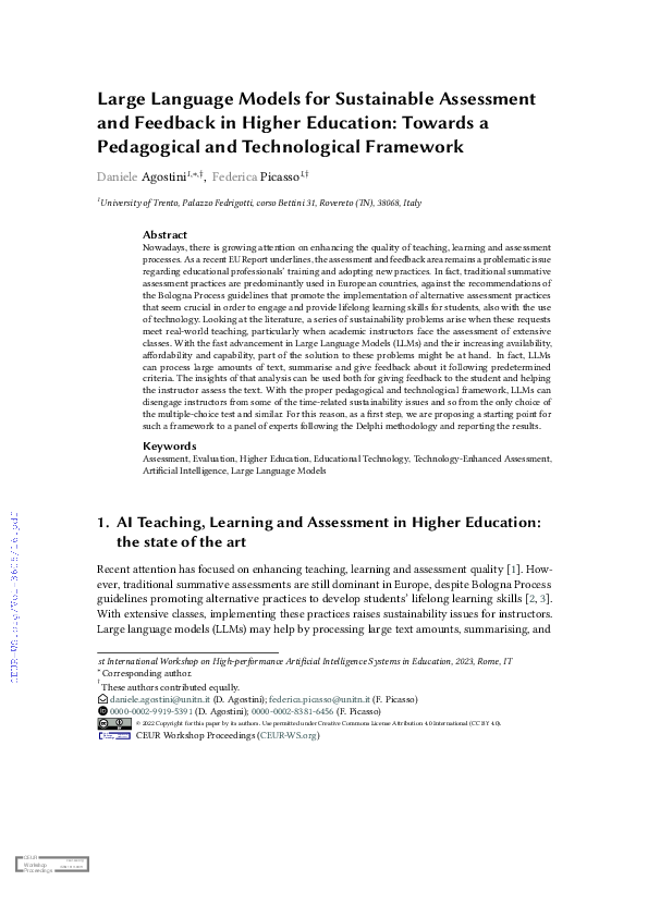 (PDF) Large Language Models for Sustainable Assessment and Feedback in ...