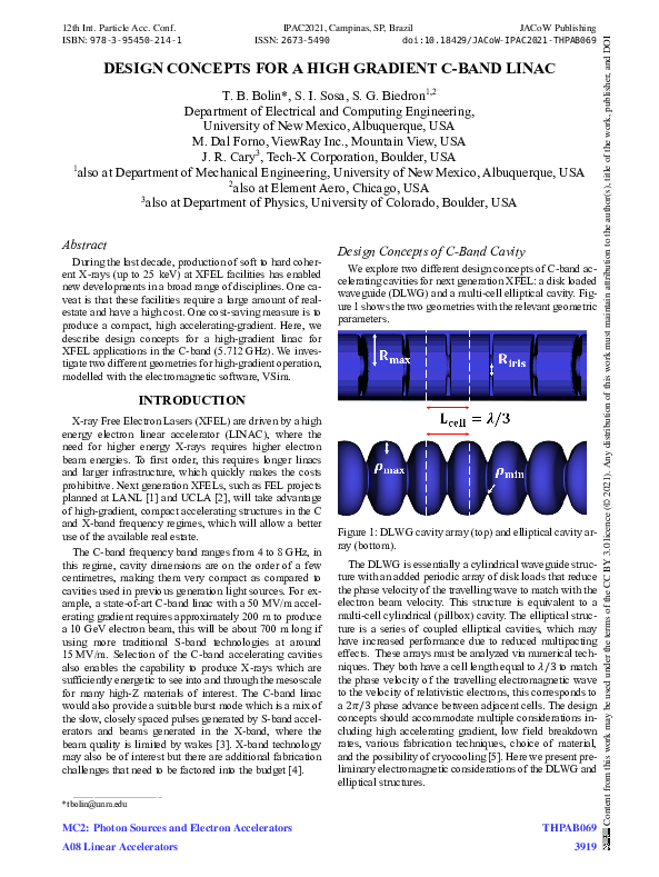 (PDF) Design Concepts for a High-Gradient C-Band Linac