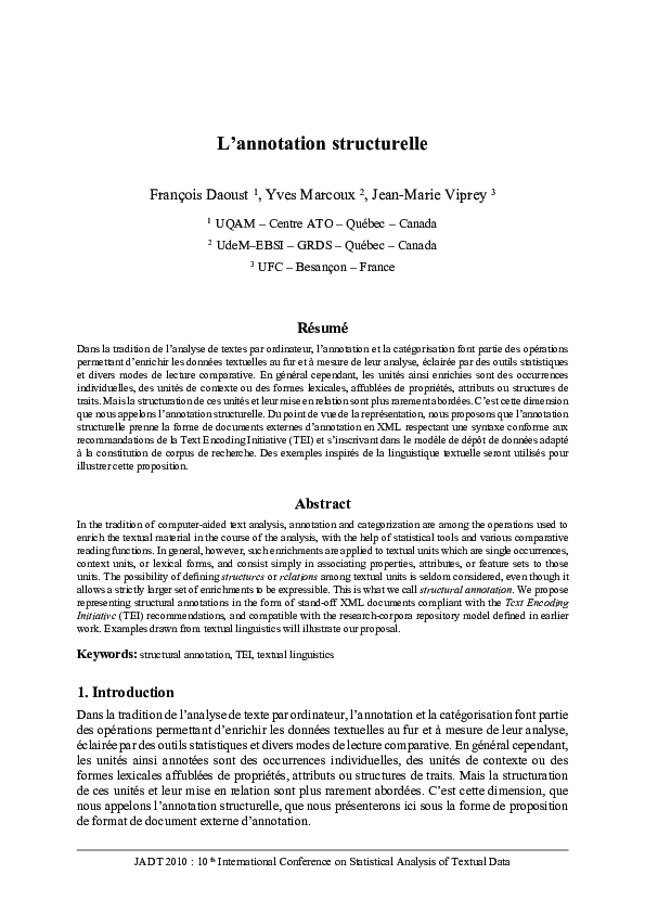 (PDF) L'annotation structurelle