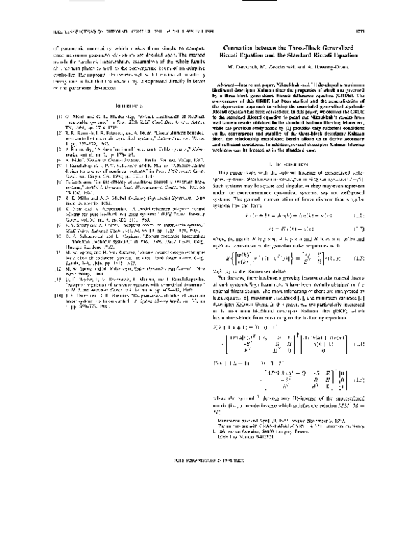 (PDF) Connection between the three-block generalized Riccati equation and the standard Riccati ...