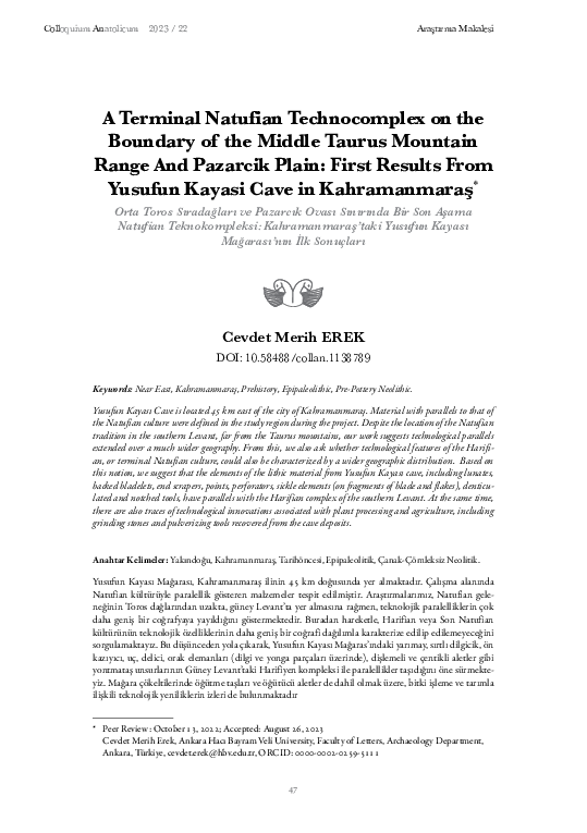 (PDF) A Terminal Natufian Technocomplex on the Boundary of the Middle ...