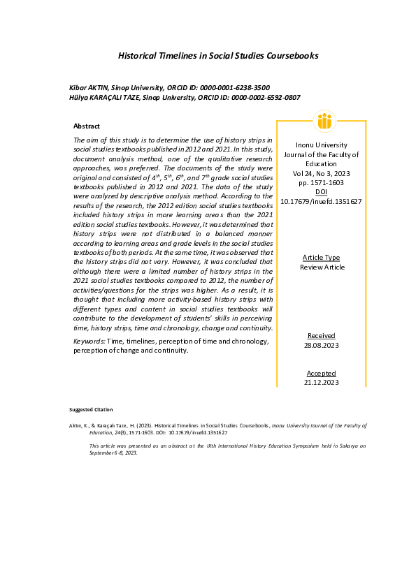 (PDF) Historical Timelines in Social Studies Coursebooks