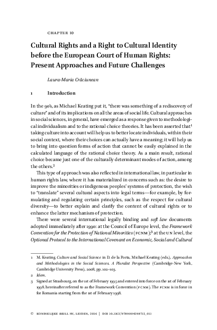 (PDF) Cultural Rights and a Right to Cultural Identity before the ...