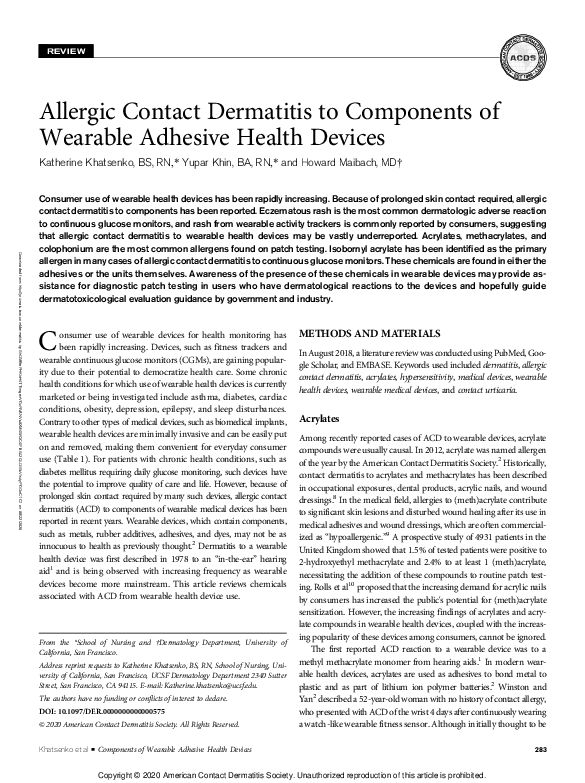 (PDF) Allergic Contact Dermatitis to Components of Wearable Adhesive ...