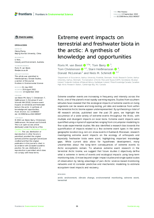 (PDF) Extreme event impacts on terrestrial and freshwater biota in the ...