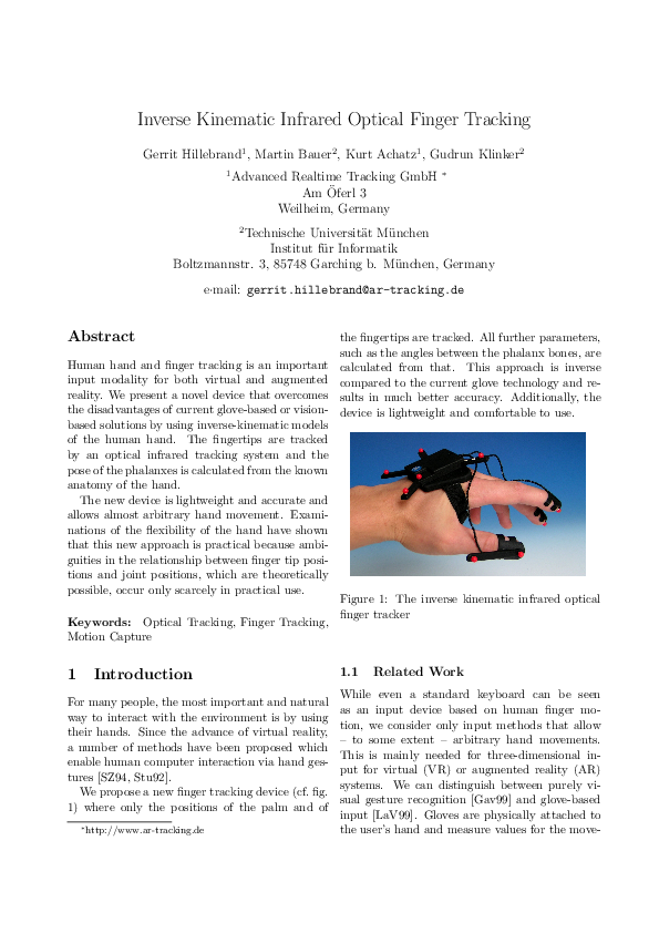 (PDF) Inverse kinematic infrared optical finger tracking