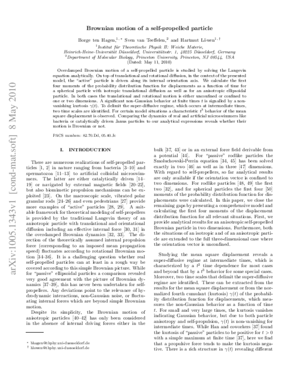 (PDF) Brownian motion of a self-propelled particle