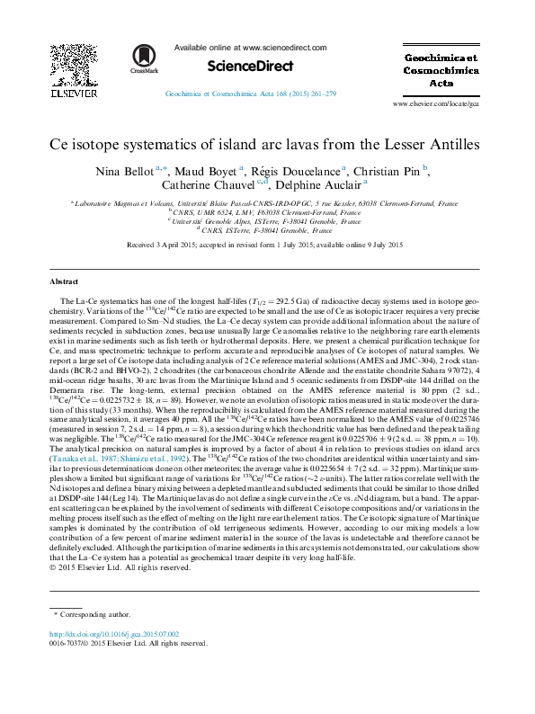 (PDF) Ce isotope systematics of island arc lavas from the Lesser Antilles