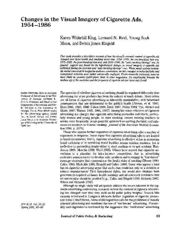 (PDF) Visual Changes in Cigarette Ads: 1954-1986