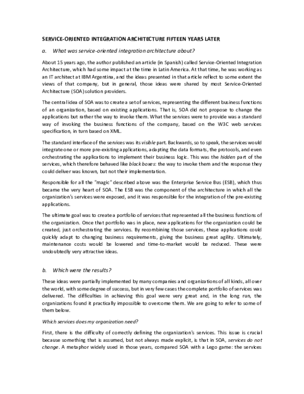 (PDF) Service-Oriented Integration Architecture Fifteen Years Later