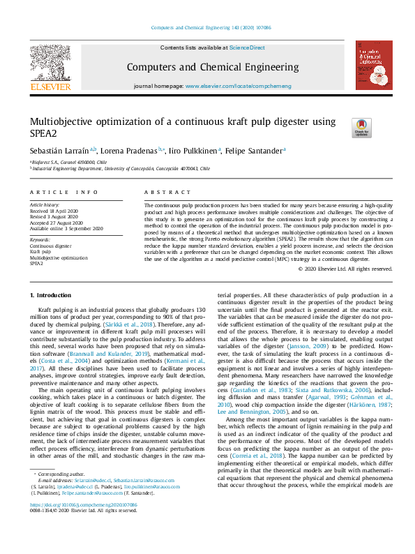 (PDF) Multiobjective optimization of a continuous kraft pulp digester ...