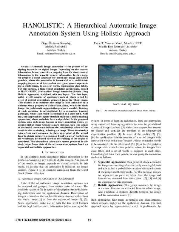 Pdf Hanolistic A Hierarchical Automatic Image Annotation System Using Holistic Approach