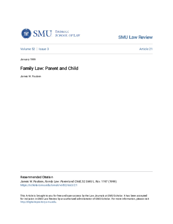 (PDF) Family Law: Parent and Child