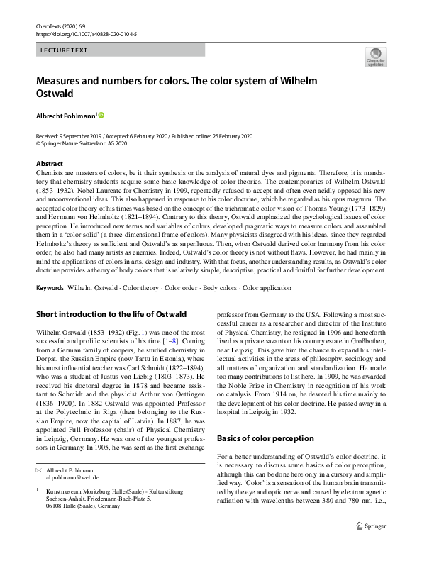 (PDF) Measures and numbers for colors. The color system of Wilhelm Ostwald