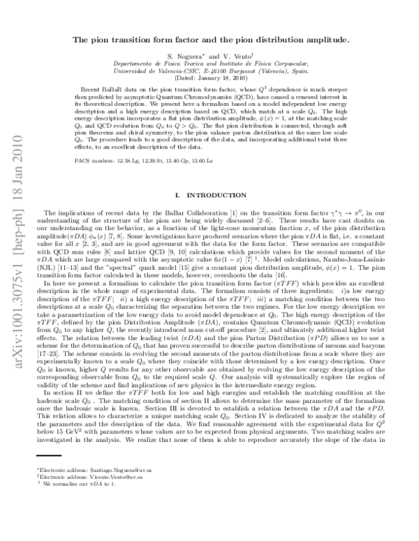 (PDF) The pion transition form factor and the pion distribution amplitude