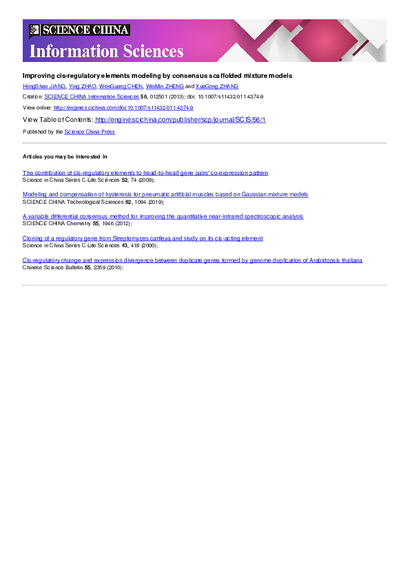 (PDF) Improving cis-regulatory elements modeling by consensus scaffolded mixture models