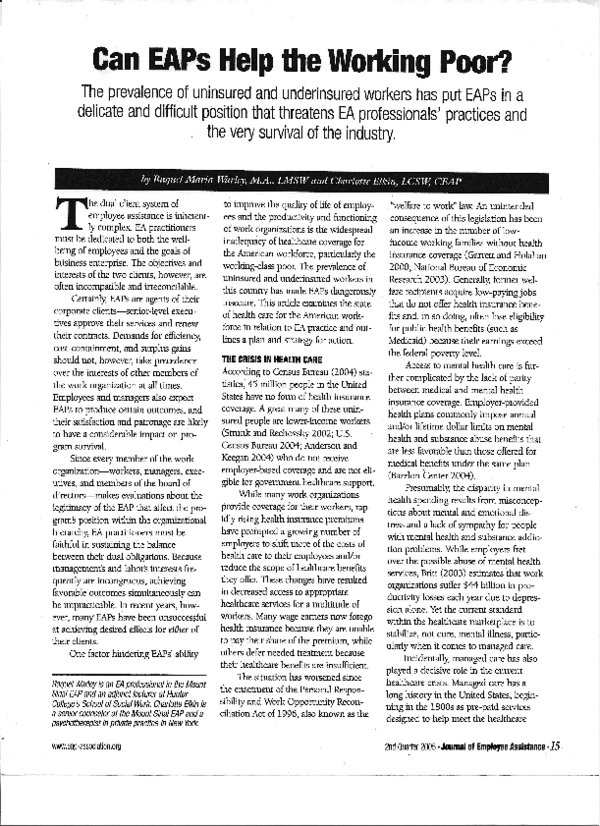 (PDF) Can EAPs Help the Working Poor