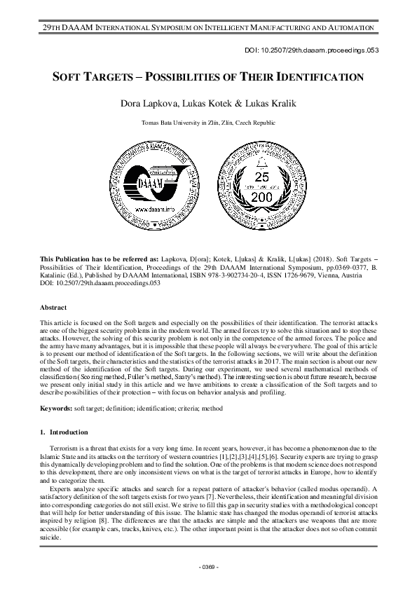 Soft Targets – Possibilities of Their Identification
