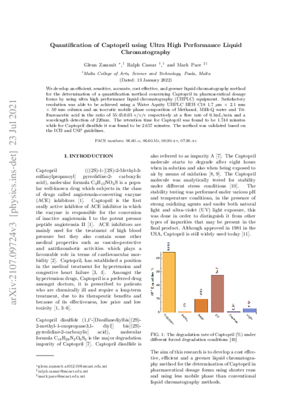 (PDF) Quantification of Captopril using Ultra High Performance Liquid ...