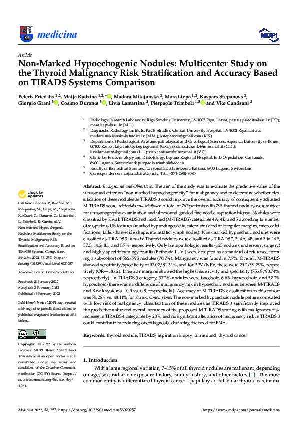 (PDF) Non-Marked Hypoechogenic Nodules: Multicenter Study on the ...