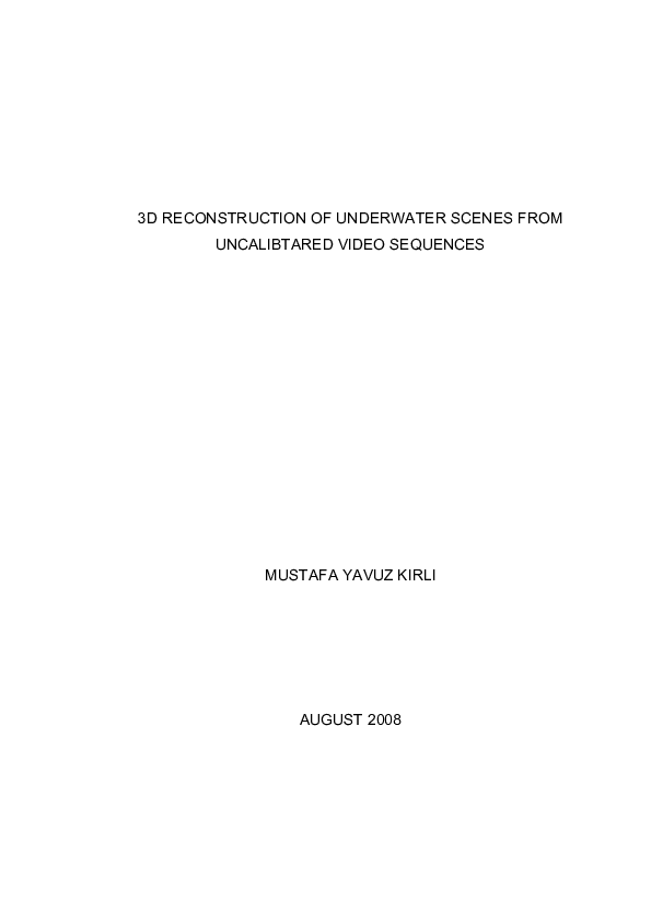 (PDF) 3D reconstruction of underwater scenes from uncalibrated video sequences