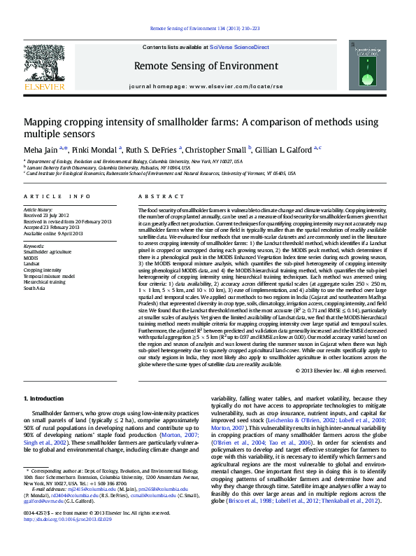 (PDF) Mapping cropping intensity of smallholder farms: A comparison of ...