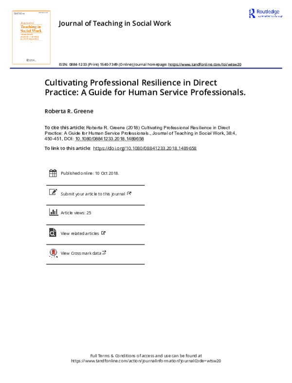 (PDF) Cultivating Professional Resilience in Direct Practice | Jason ...