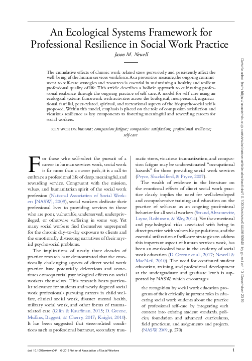 (PDF) An Ecological Systems Framework for Professional Resilience in ...