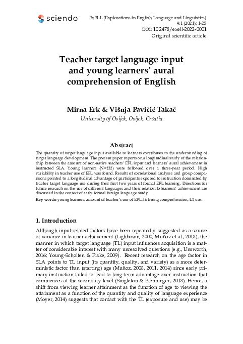 (PDF) Teacher target language input and young learners’ aural ...