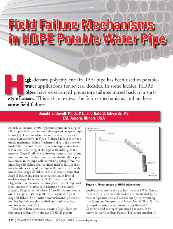 (PDF) Field Failure Mechanisms in HDPE Potable-Water Pipe