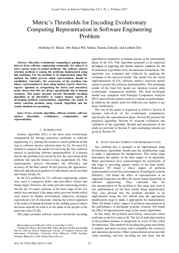 (PDF) Metric’s Thresholds for Encoding Evolutionary Computing Representation in Software ...