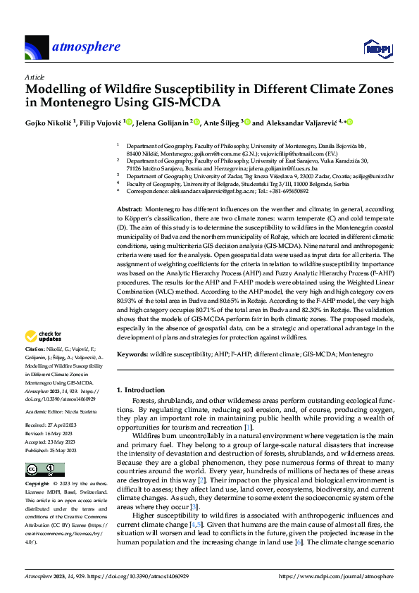 (PDF) Modelling of Wildfire Susceptibility in Different Climate Zones ...