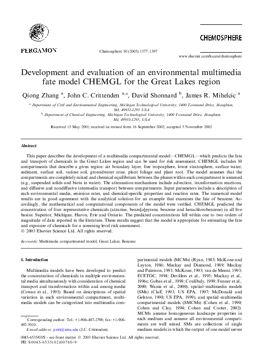 (PDF) Development and evaluation of an environmental multimedia fate ...