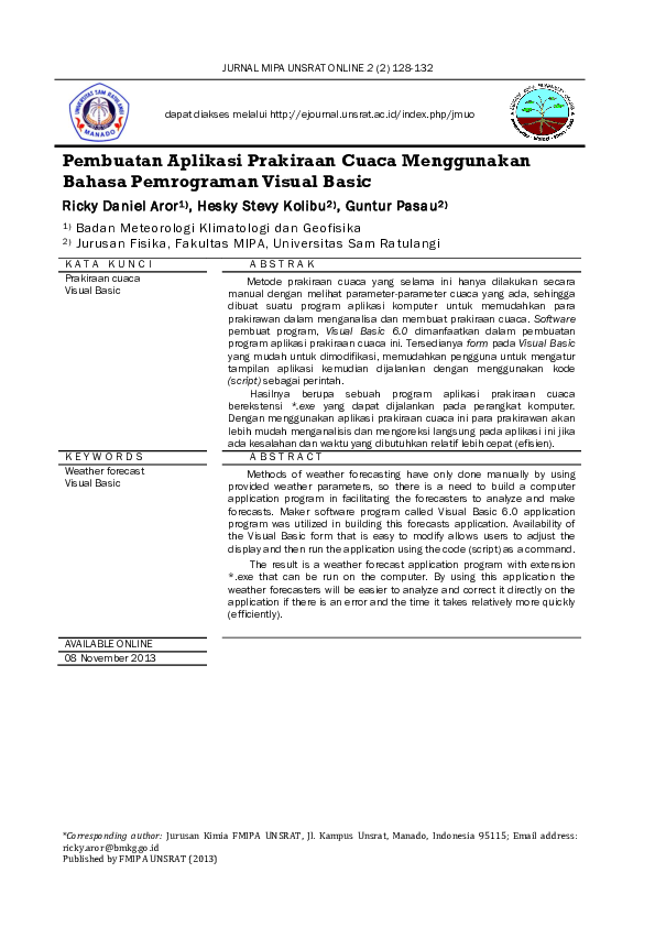 (PDF) Pembuatan Aplikasi Prakiraan Cuaca Menggunakan Bahasa Pemrograman ...