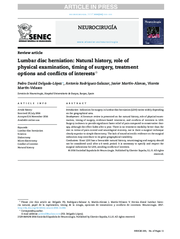 Pdf Lumbar Disc Herniation Natural History Role Of Physical 0522