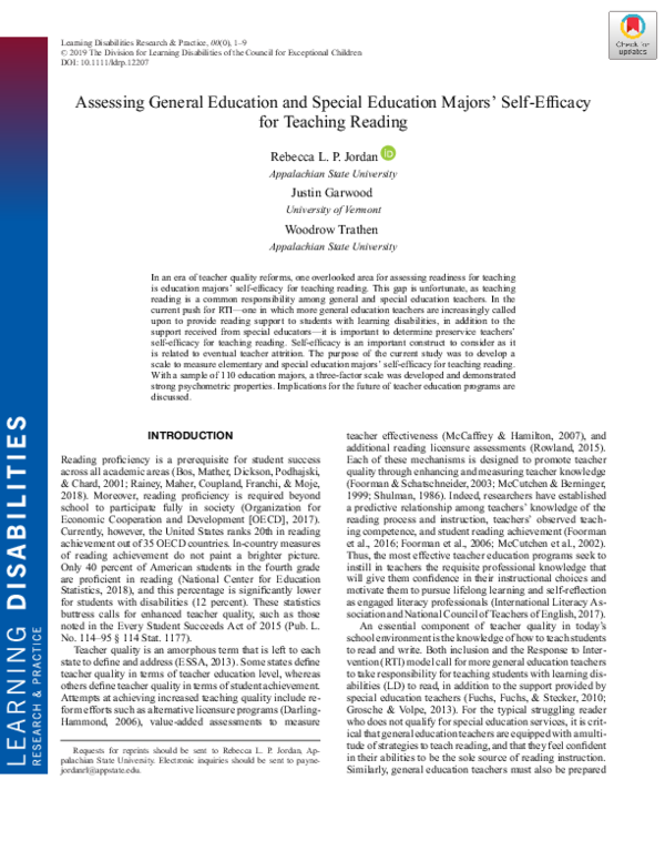 (PDF) Assessing General Education and Special Education Majors’ Self ...