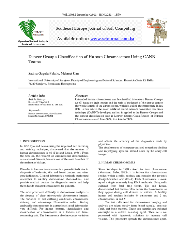 (PDF) Denver Groups Classification of Human Chromosomes Using CANN ...