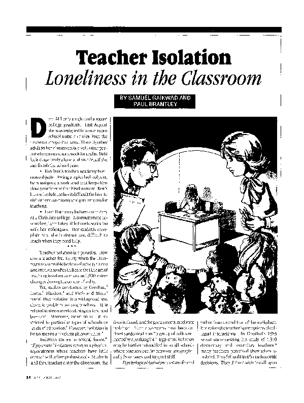 (PDF) Teacher isolation: loneliness in the classroom