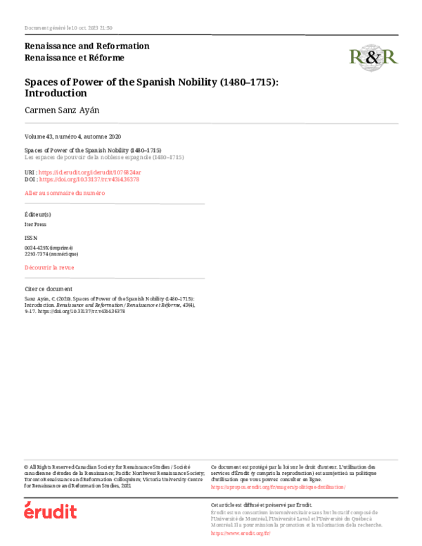 (PDF) Spaces of Power of the Spanish Nobility (1480–1715): Introduction