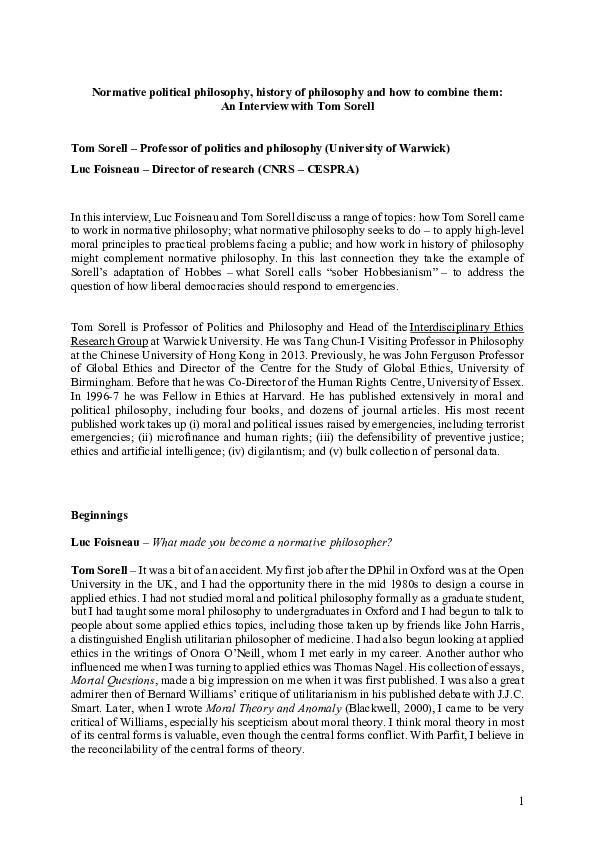 (PDF) Normative political philosophy, history of philosophy and how to ...