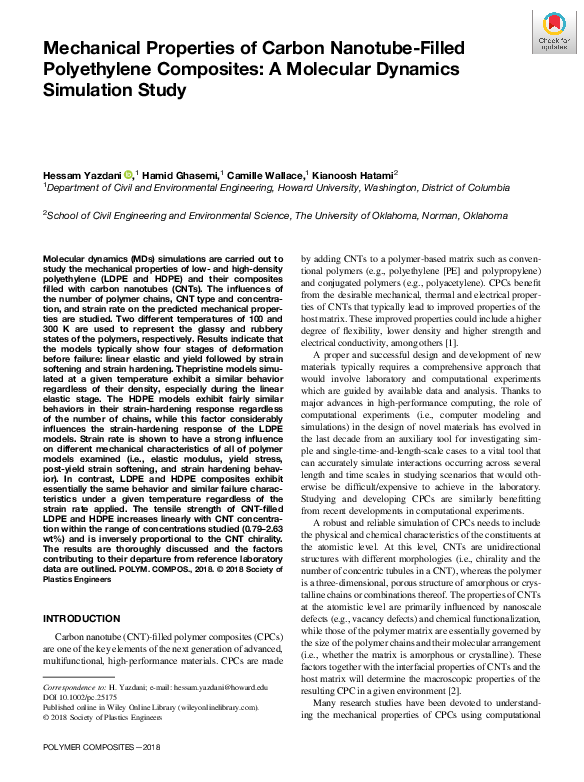 (PDF) Mechanical properties of carbon nanotube‐filled polyethylene ...