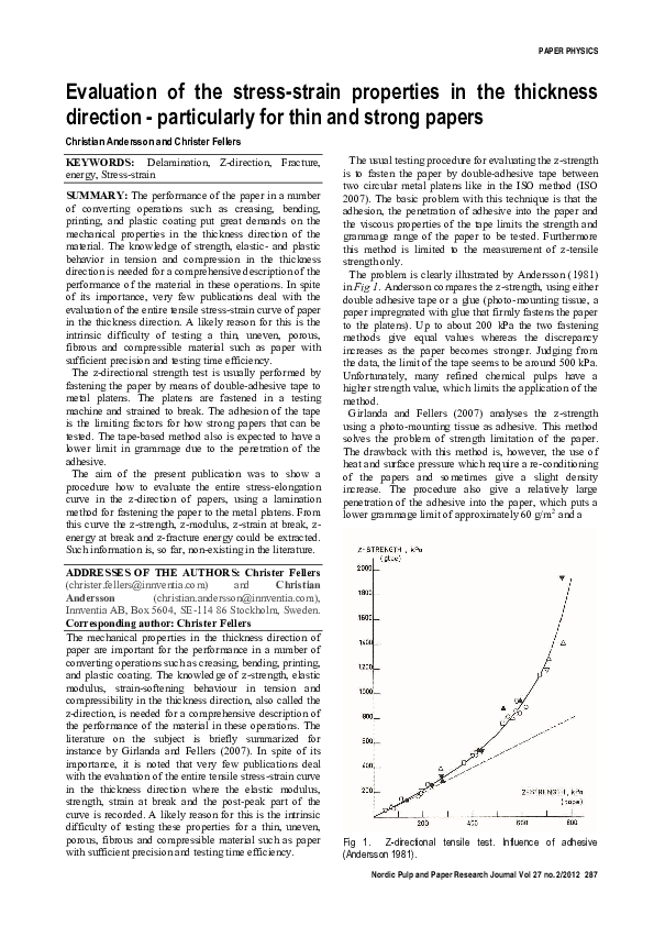 (PDF) Evaluation of the stress-strain properties in the thickness ...