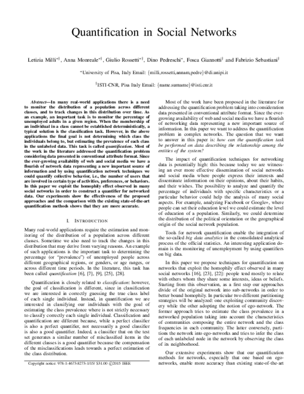 (PDF) Quantification in social networks