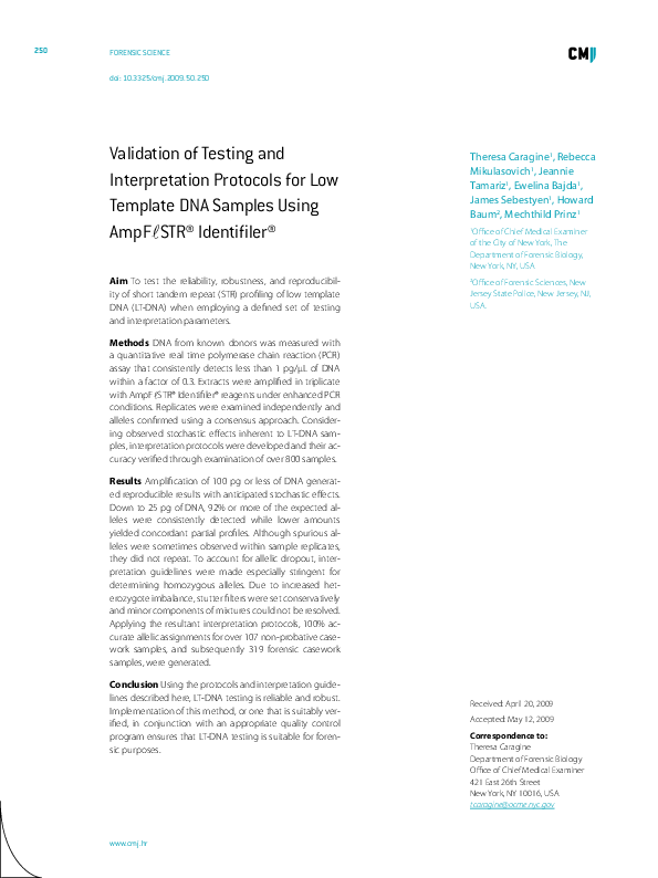 (PDF) Validation of Testing and Interpretation Protocols for Low ...