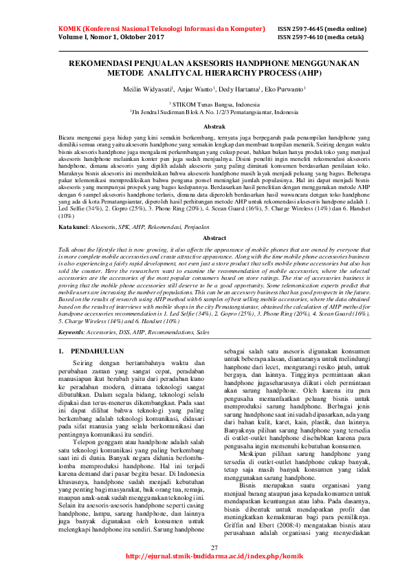 (PDF) Rekomendasi Penjualan Aksesoris Handphone Menggunakan Metode ...
