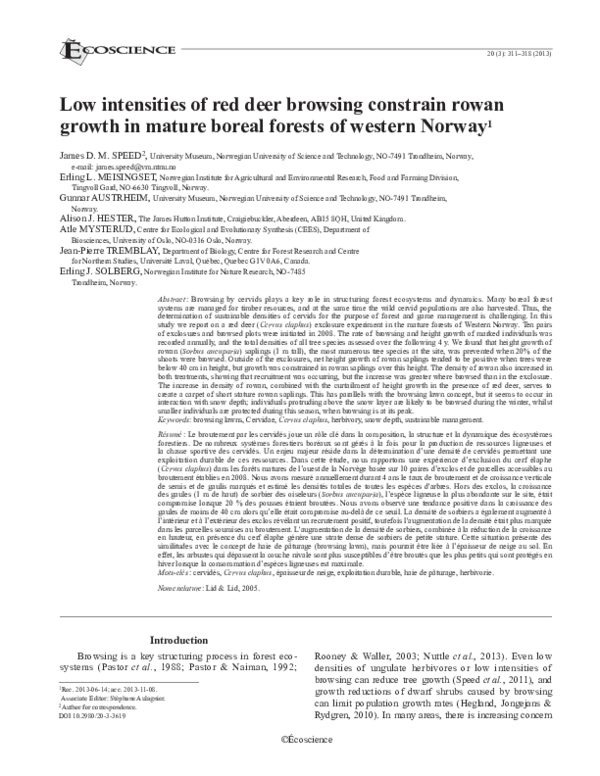 (PDF) Low intensities of red deer browsing constrain rowan growth in ...